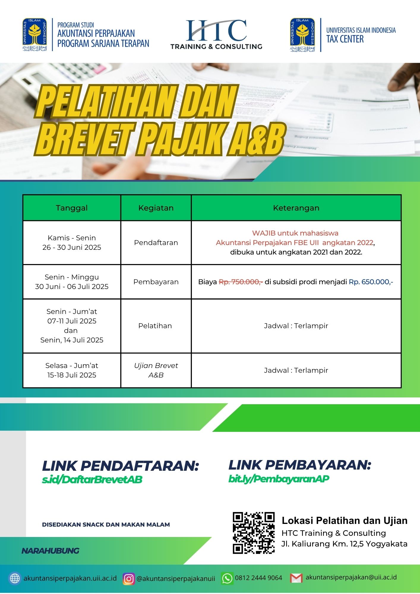 Pelatihan dan Brevet Pajak A&B 2025 - Universitas Islam Indonesia